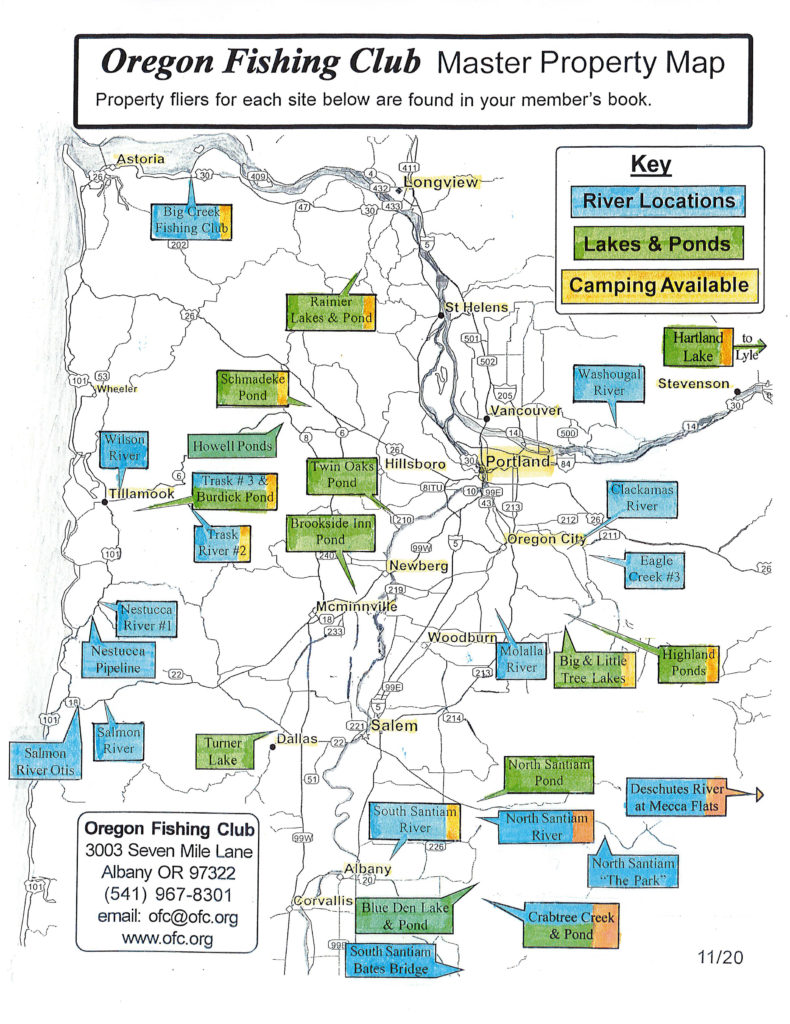 Oregon Fishing Club Map | Oregon Fishing Club | Portland Oregon